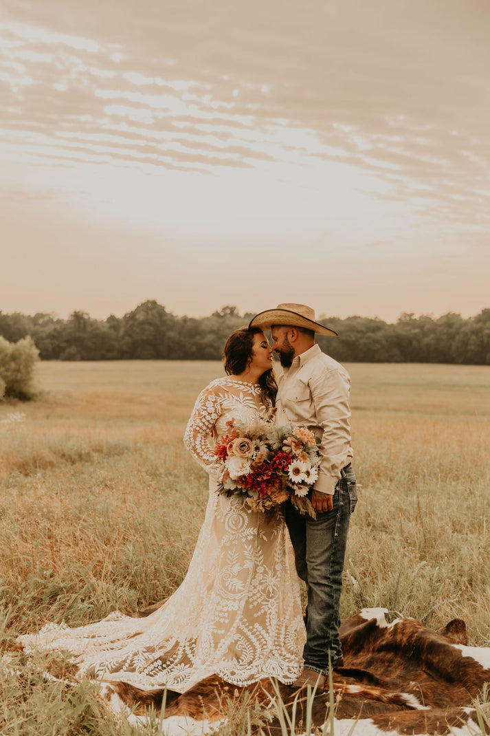 The Gentry Gown-Custom Western Wedding Dress with Lace – A Western ...