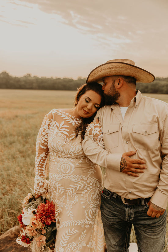 The Gentry Gown-Custom Western Wedding Dress with Lace – A Western ...
