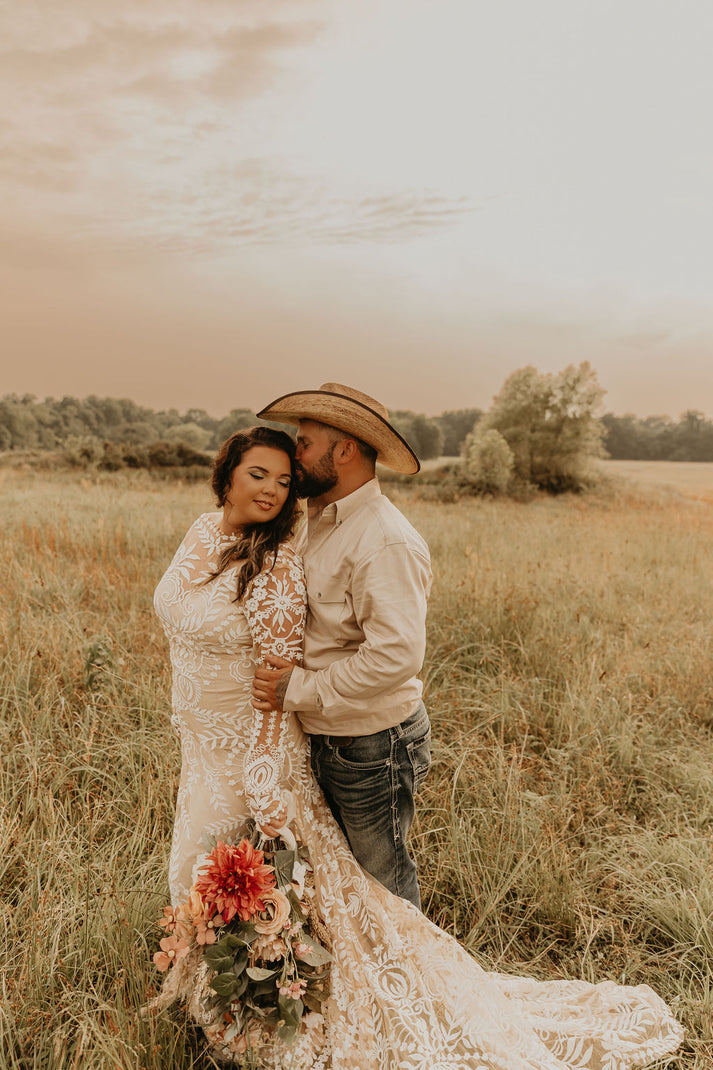 The Gentry Gown-Custom Western Wedding Dress with Lace – A Western ...