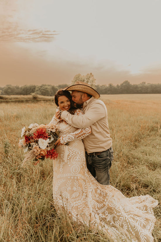 The Gentry Gown-Custom Western Wedding Dress with Lace – A Western ...