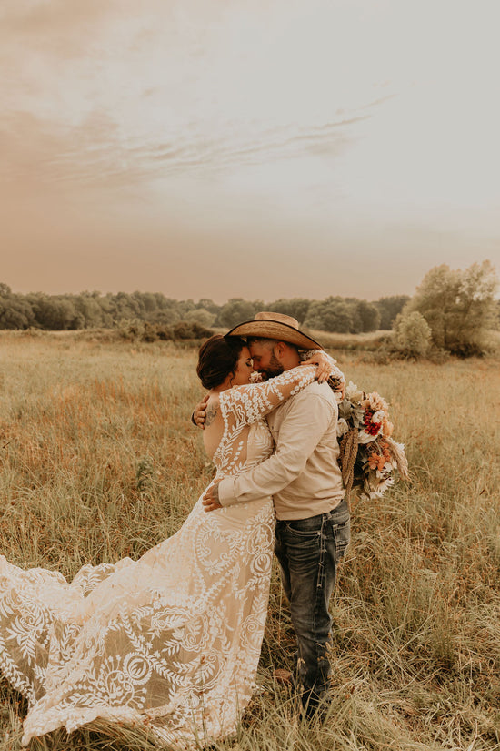 The Gentry Gown-Custom Western Wedding Dress with Lace – A Western ...
