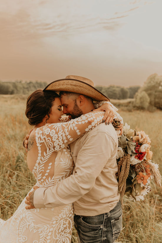 The Gentry Gown-Custom Western Wedding Dress with Lace – A Western ...