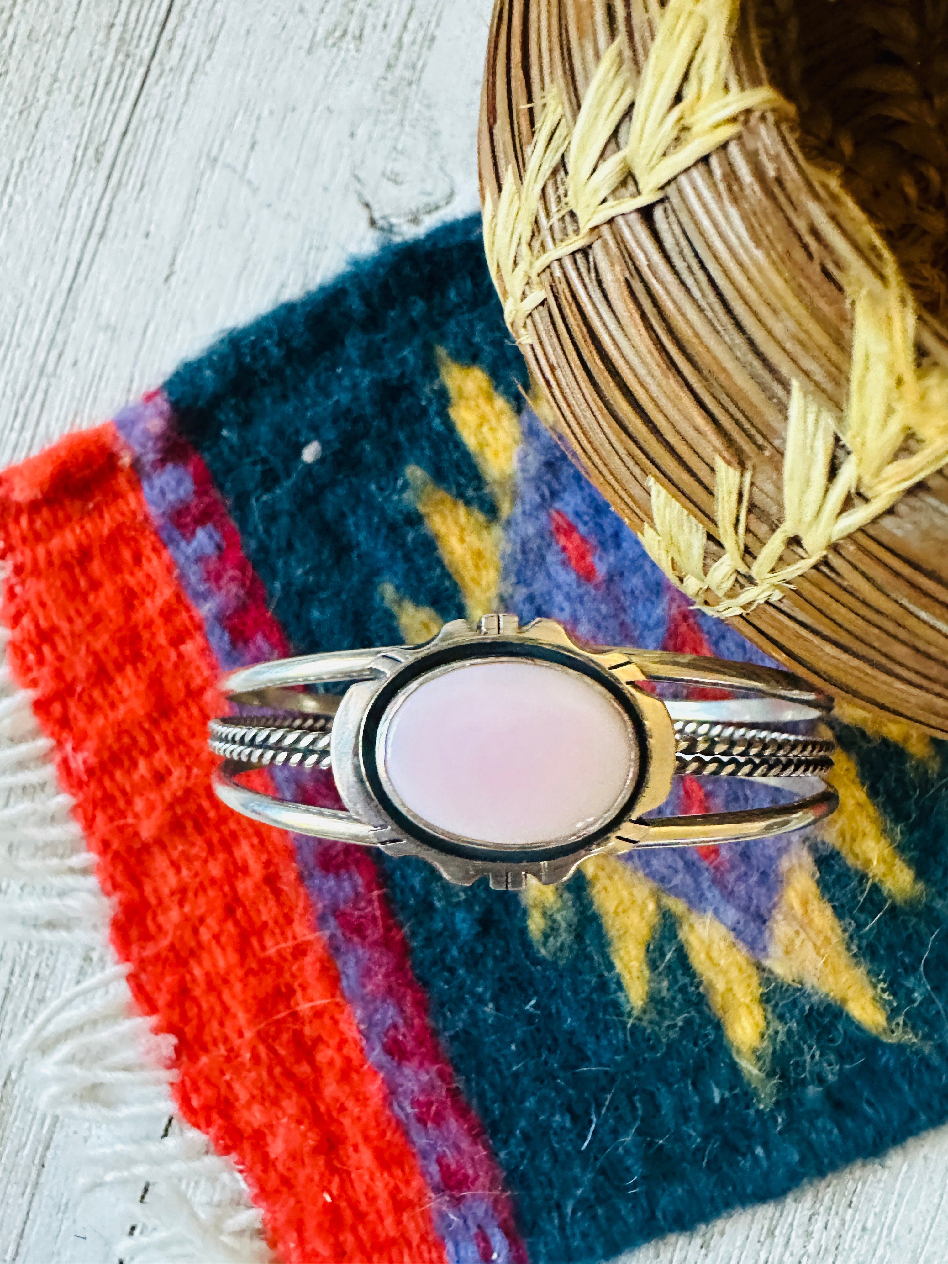 Navajo Queen Pink Conch Shell & Sterling Silver Cuff Bracelet – A ...