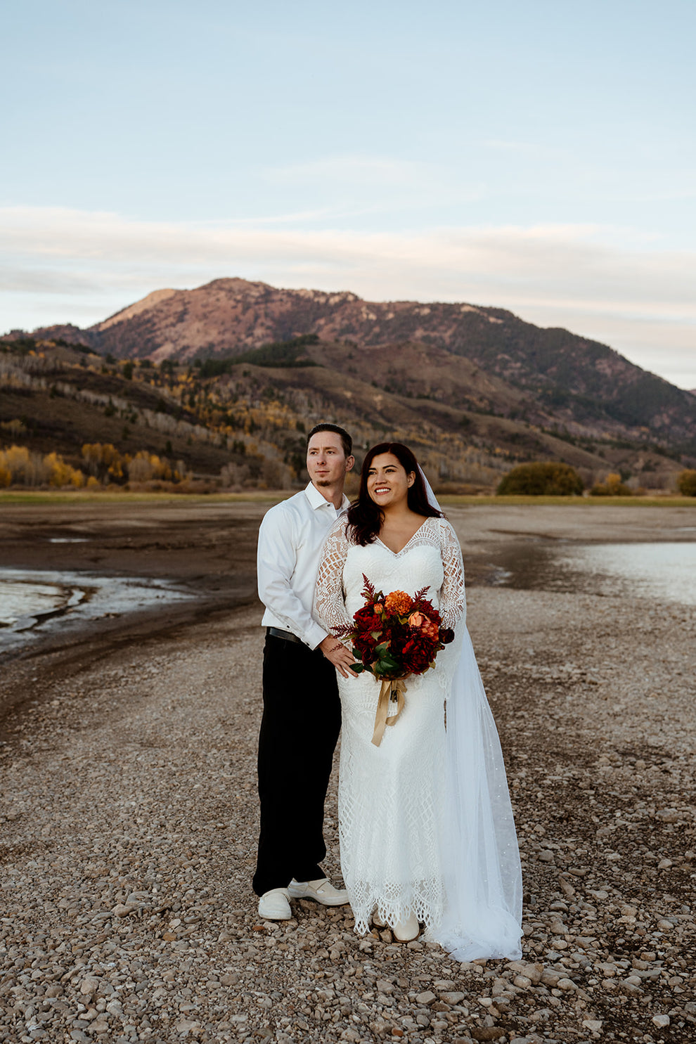 The Jolene Gown– Custom Boho Lace Western Wedding Dress with Bell Slee ...