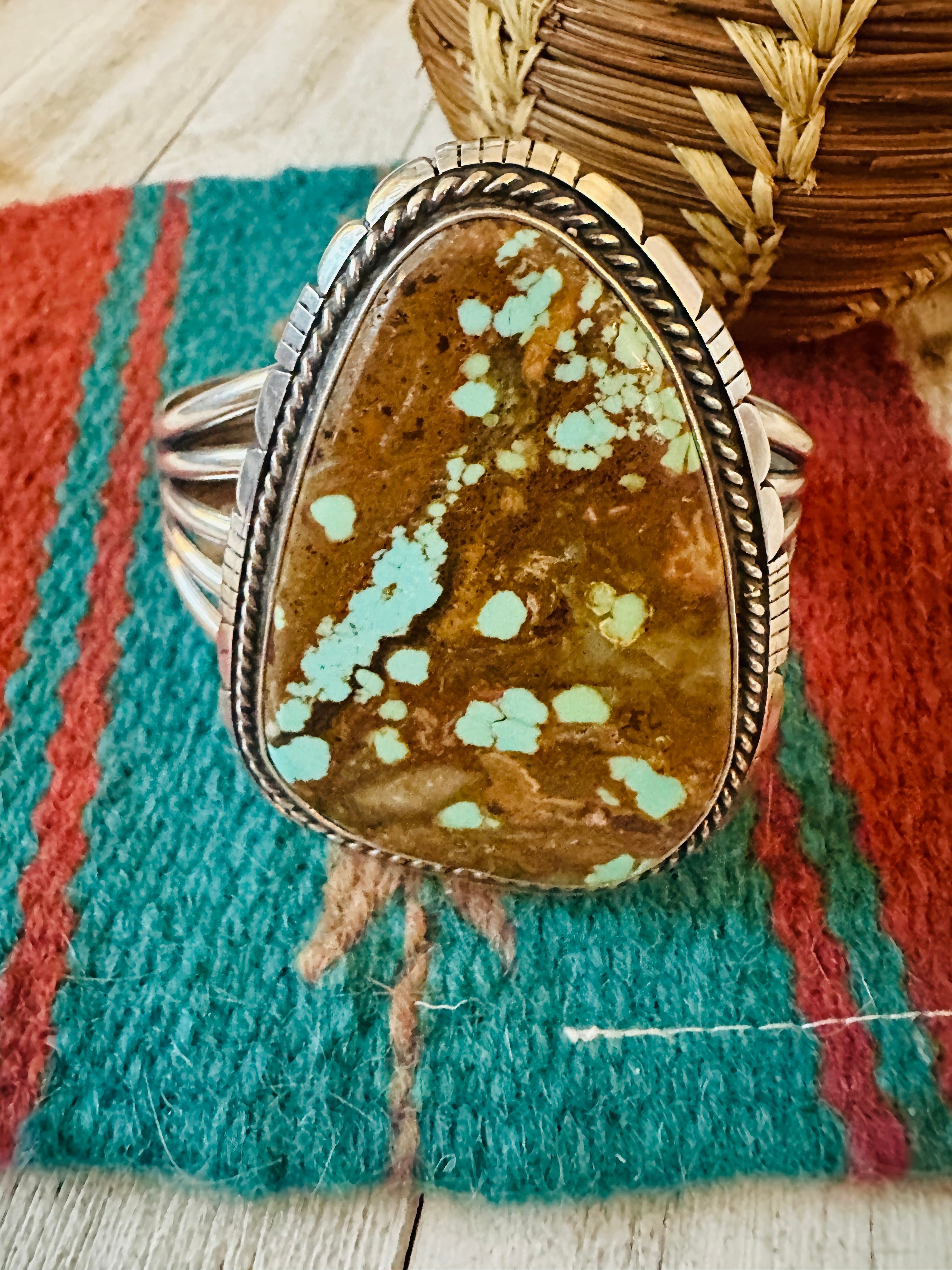 Navajo Sterling Silver & Number 8 Turquoise Cuff Bracelet – A Western ...