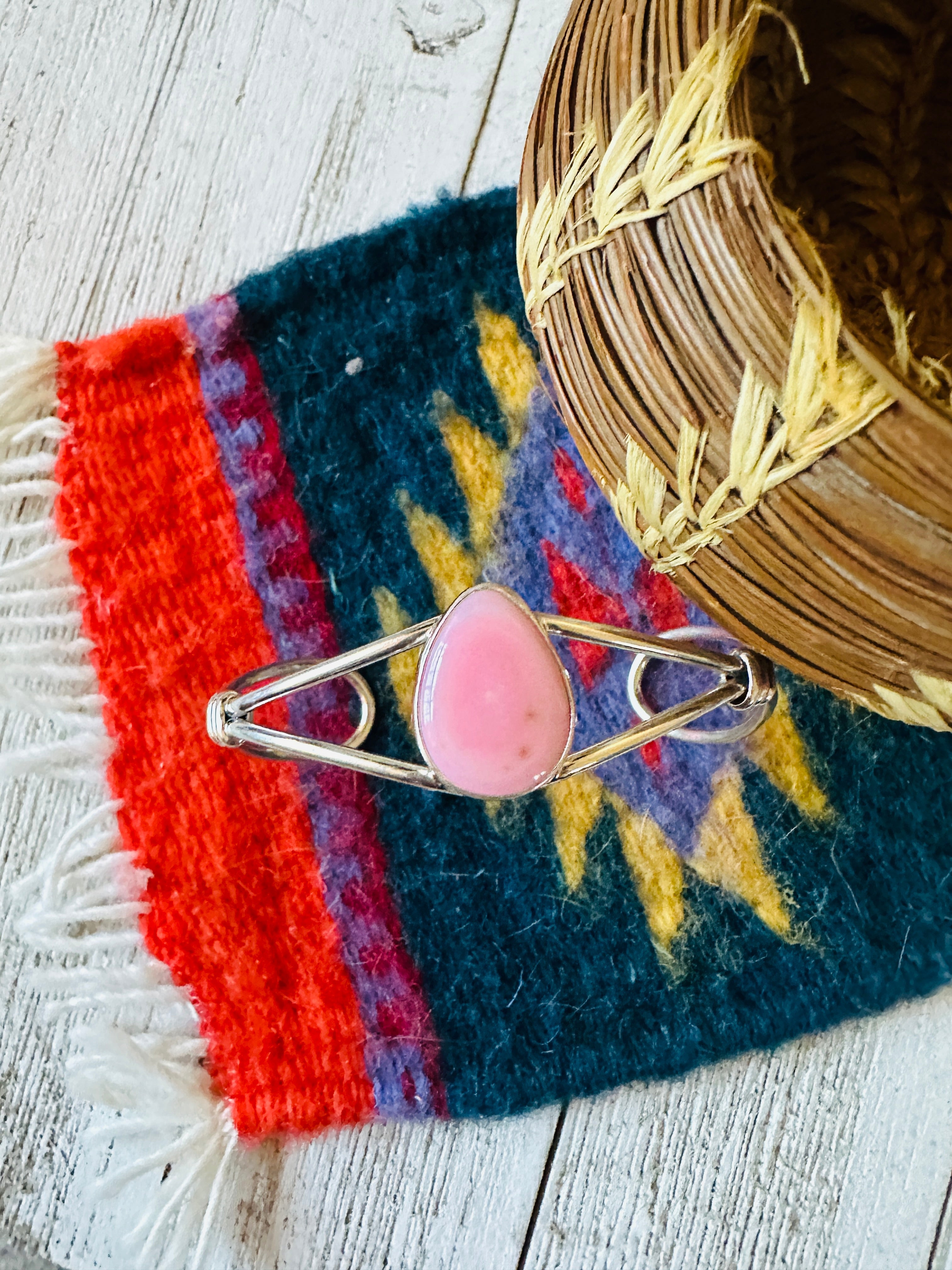 Navajo Queen Pink Conch Shell & Sterling Silver Cuff Bracelet – A ...