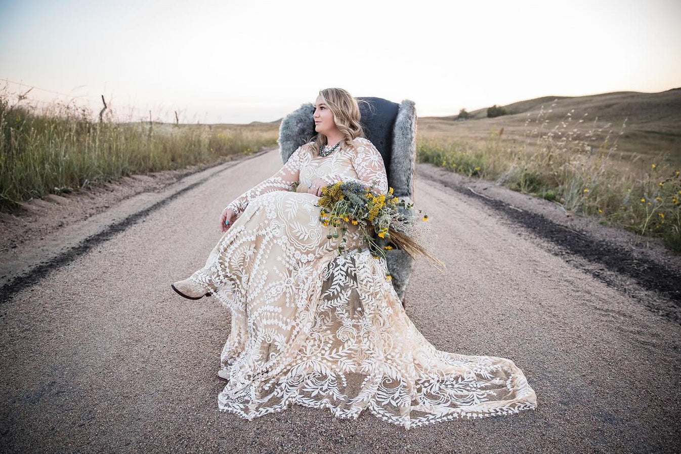 The Gentry Gown-Custom Western Wedding Dress with Lace – A Western ...