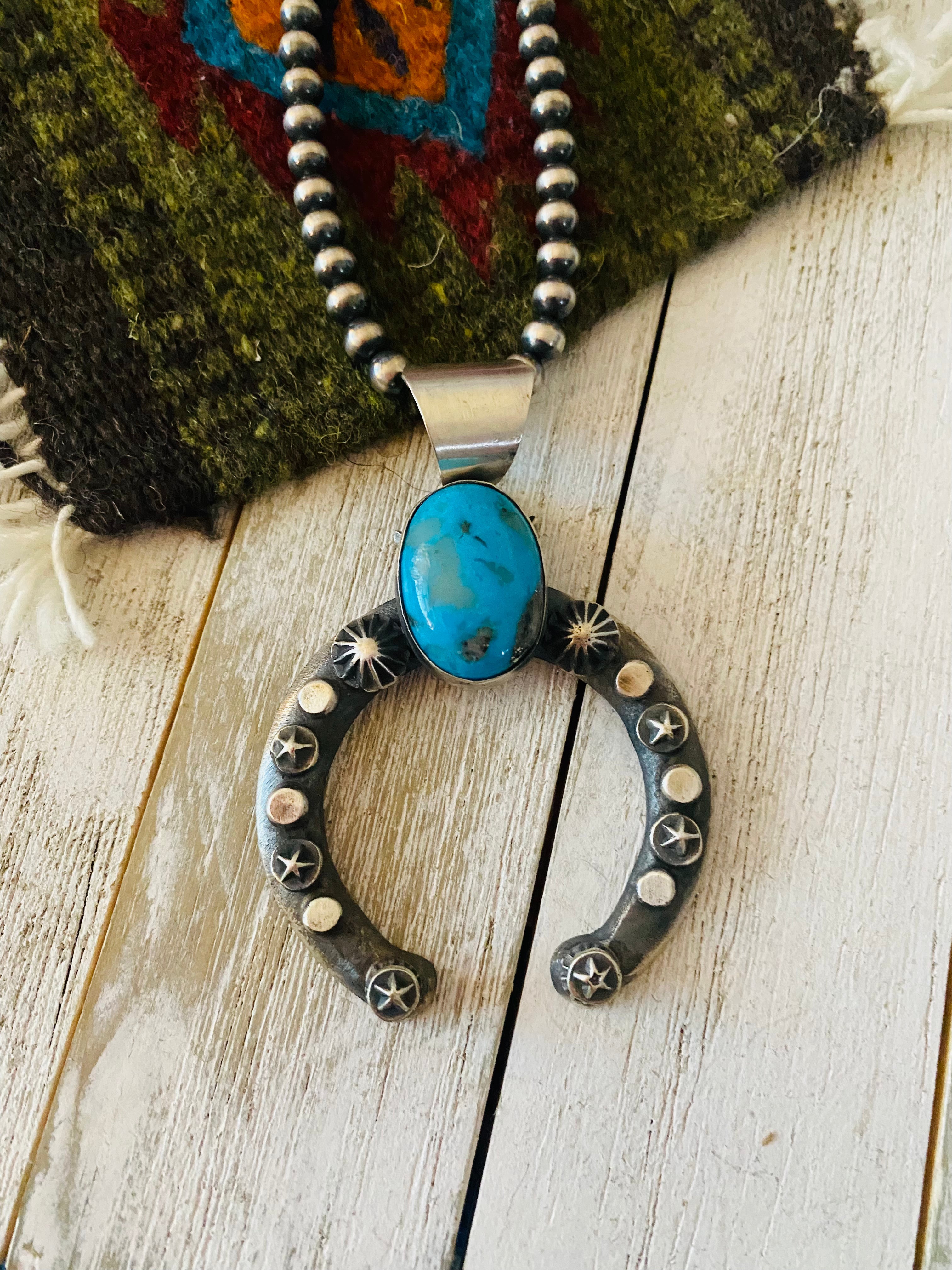 Navajo Sterling Silver & Turquoise Naja Pendant By Chimney Butte – A ...