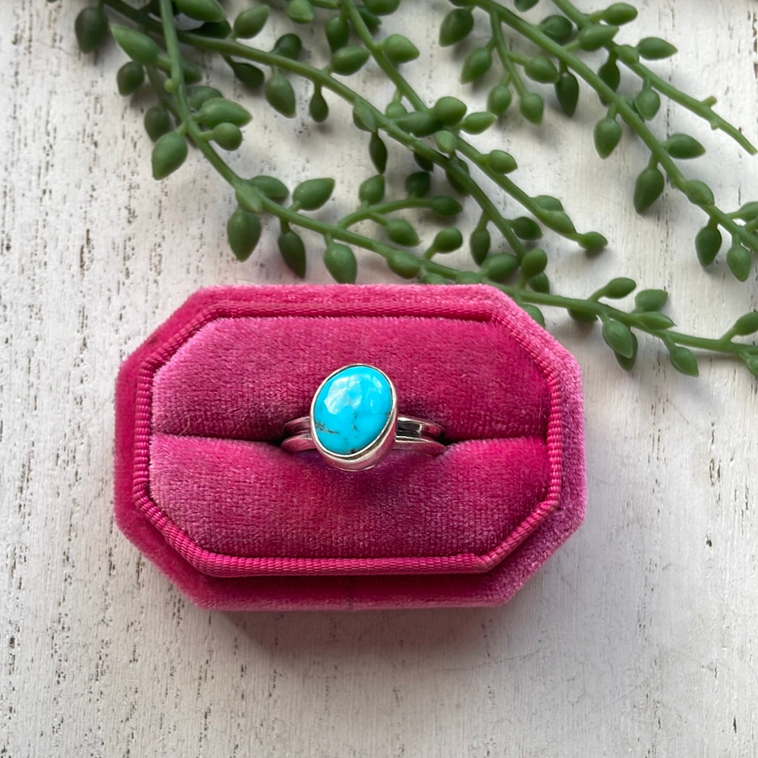 Navajo Sterling Silver Single Stone Oval Turquoise Ring – A Western ...
